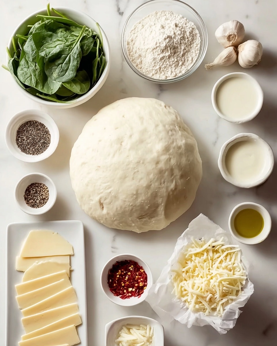 Spinach Artichoke Pizza with Béchamel & Three Cheeses